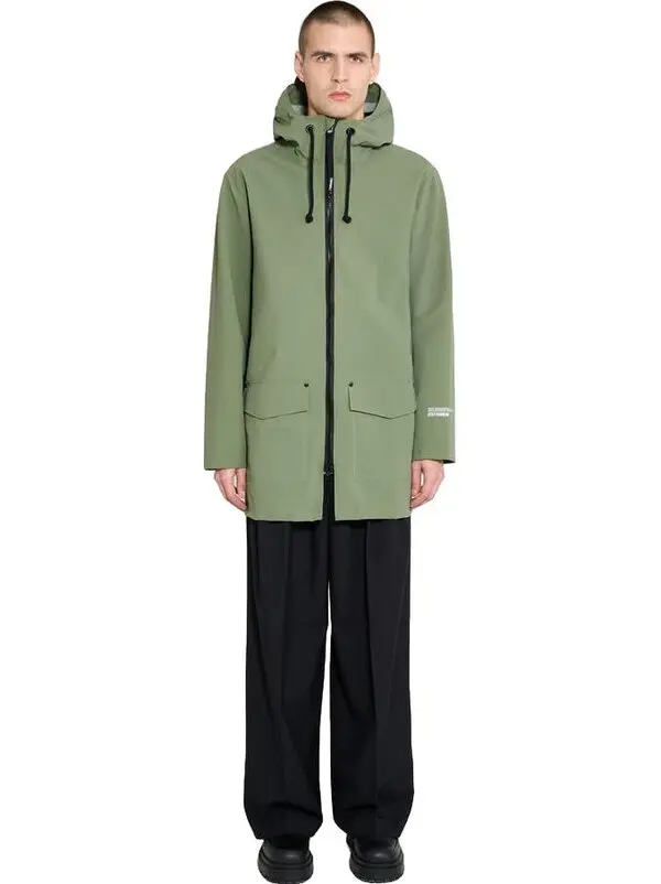 Stutterheim Stockholm Patch Matte Raincoat - Dry Green