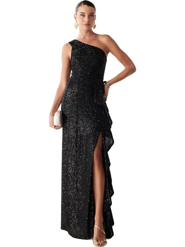 BWLDR Catia Maxi Dress - Black Sequin