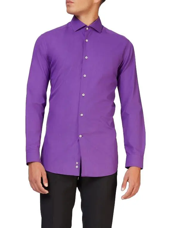 Opposuits Prince Modern Tailored Fit Wrinkle Resistant Button-up Shirt - Purple