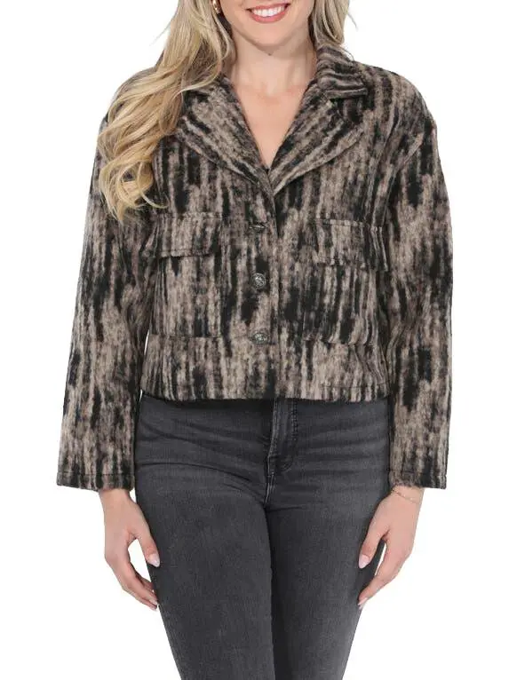 RAIN AND ROSE Animal Print Crop Jacket - Multi Stripe