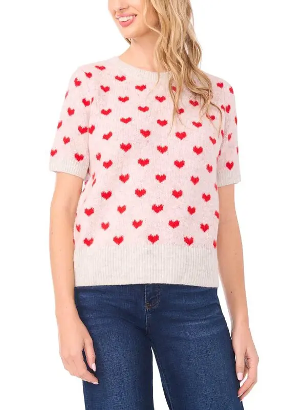 CECE DUPRAZ Heart Print Crewneck Sweater - Jazz Club