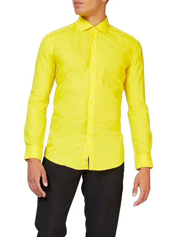 Opposuits Fellow Modern Tailored Fit Wrinkle Resistant Button-up Shirt - Yellow