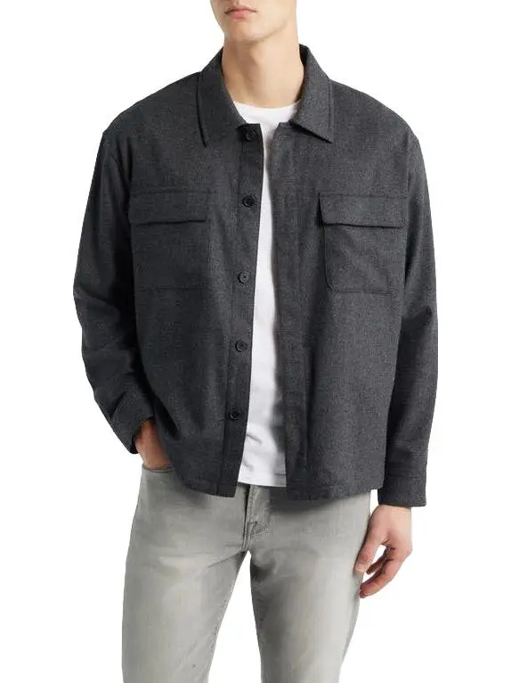 FRAME Wool Blend Overshirt - Grey Melange