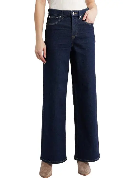 Spanx Authentic Stretch High-waist Wide-leg Jeans - Marina Wash