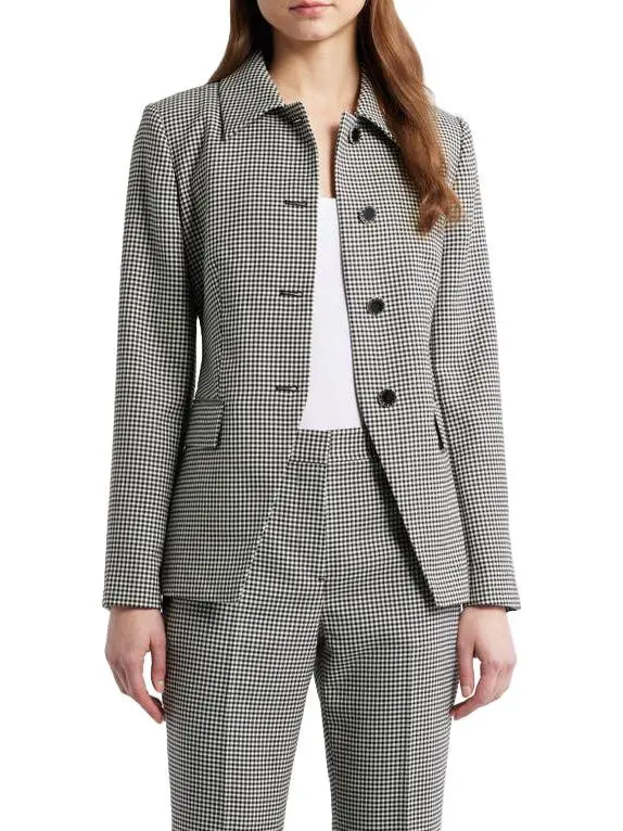 Elie Tahari Greta Check Wool Blend Jacket - Black And White Check