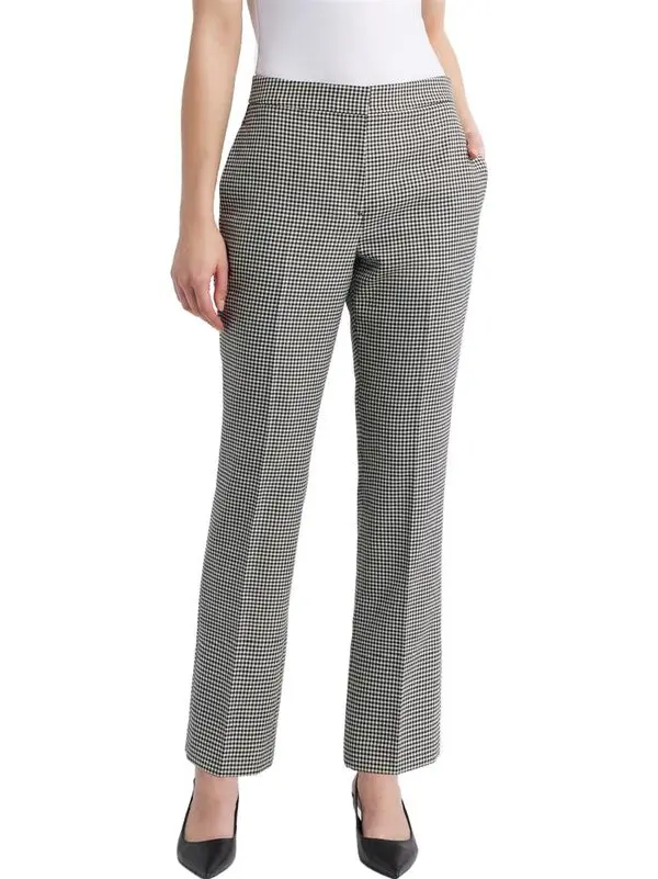 Elie Tahari Wool Blend Checkered Pants - Black And White Check