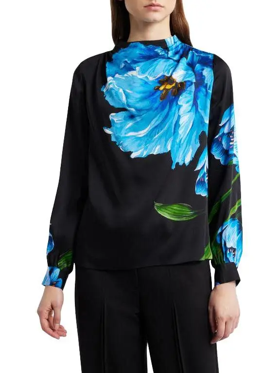 Elie Tahari Ember Floral Silk-blend Top - Wildside Floral