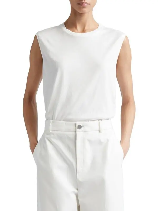 Partow Oliver Modal & Cashmere Tank - White