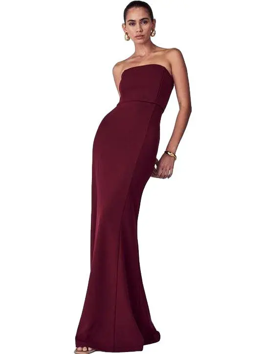 WILLA Trenton Off-shoulder Maxi Dress - Burgundy