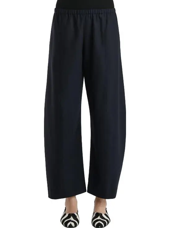 Khaite Clover Bow-leg Wool-cashmere Pants - Dark Navy