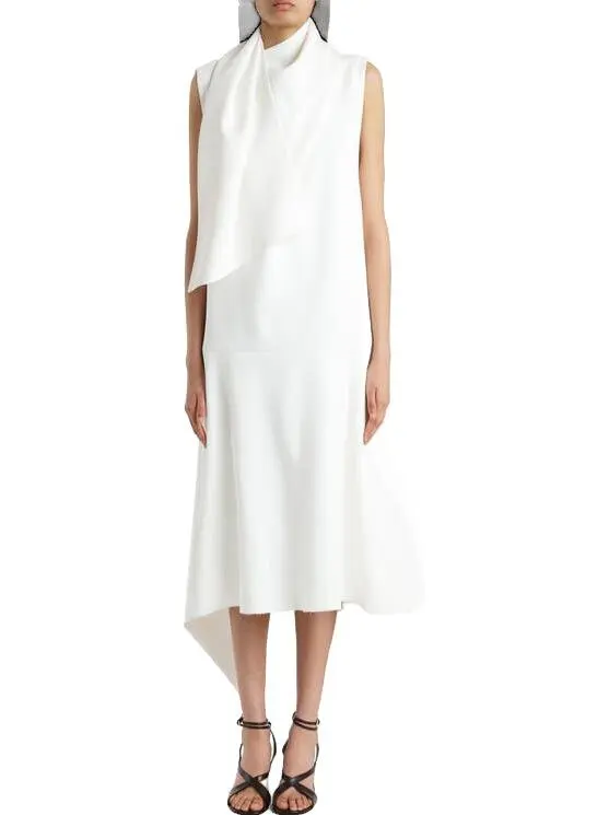 Khaite Loell Asymmetric Scarf Dress - Chalk