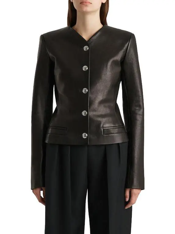 Khaite Nara Lambskin Leather Jacket - Black