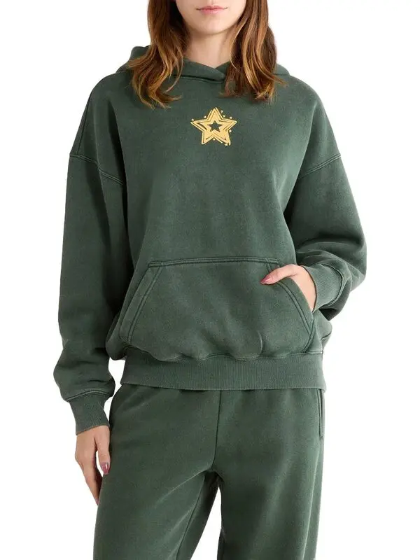 PACSUN Star Graphic Hoodie - Forest Green