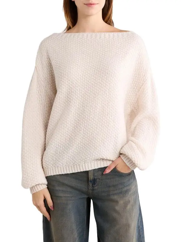 PACSUN Wren Off-the-shoulder Sweater - Ivory
