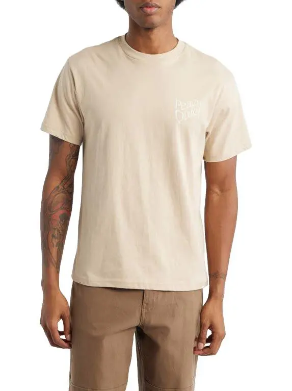 MUSEUM OF PEACE & QUIET Warped Graphic T-shirt - Taupe