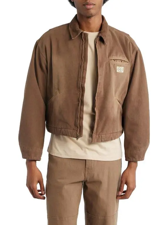 MUSEUM OF PEACE & QUIET Wordmark Cotton Canvas Work Jacket - Brown
