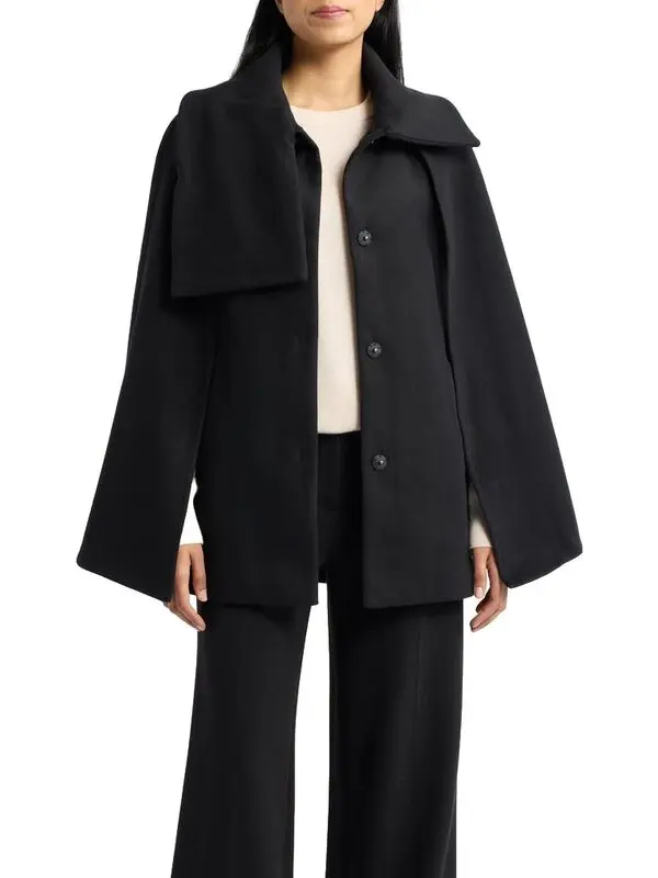 CECE DUPRAZ Bow Collar Cape - Black