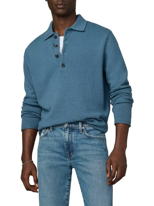 Joe's Jeans Long Sleeve Wool Polo Sweater - Bluefin