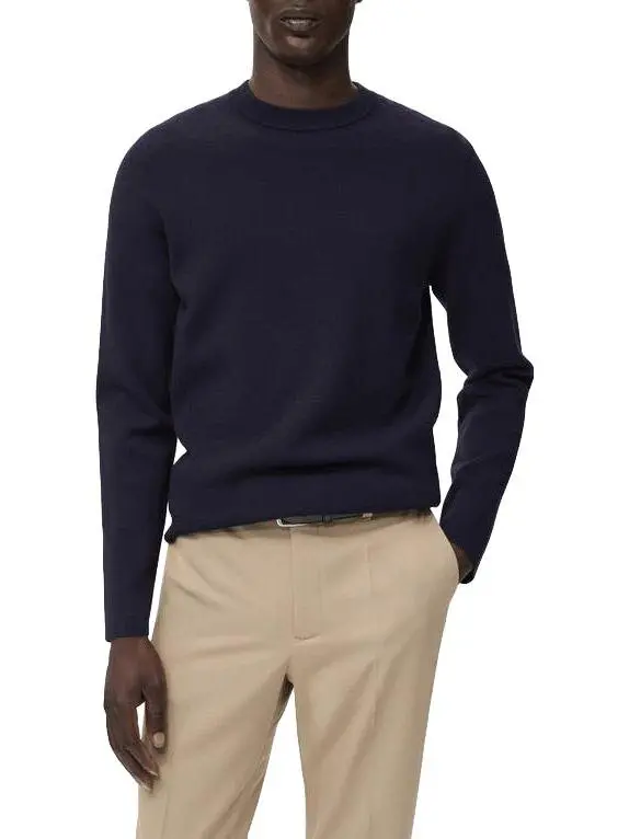 Mango Regular Fit Crewneck Sweater - Navy