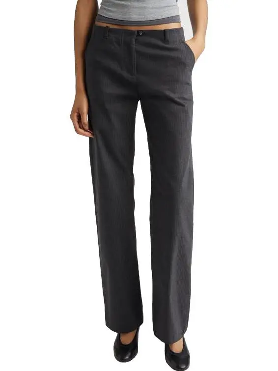 Paloma Wool Sil Herringbone Suiting Straight Leg Trousers - Grey