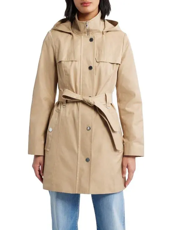 London Fog Belted Cotton-blend Rain Coat - Stone