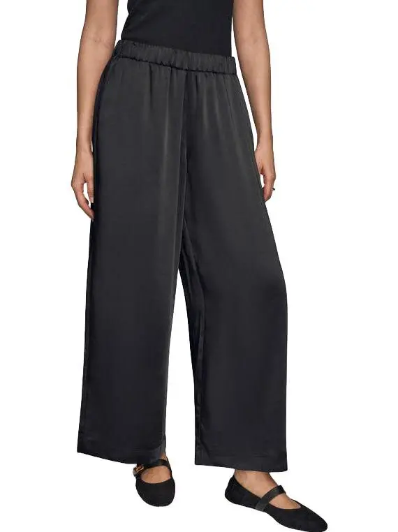 Donna Karan New York Satin Wide Leg Pants - Black