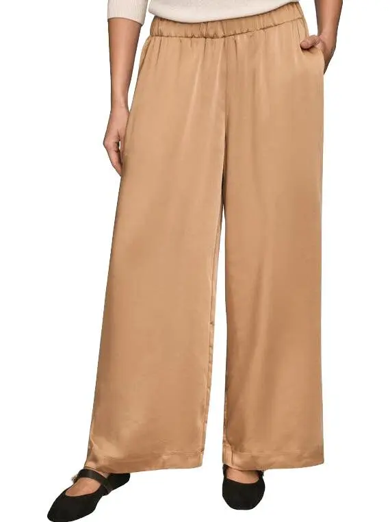 Donna Karan New York Satin Wide Leg Pants - Fawn