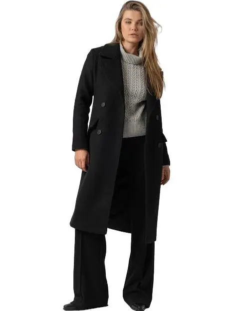 SAINT + SOFIA Hampton Double Breasted Overcoat - Black