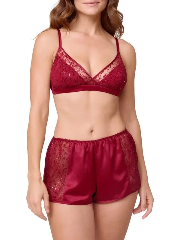 Rya Collection Sequin Lace Bralette And Shorts Set - Holly