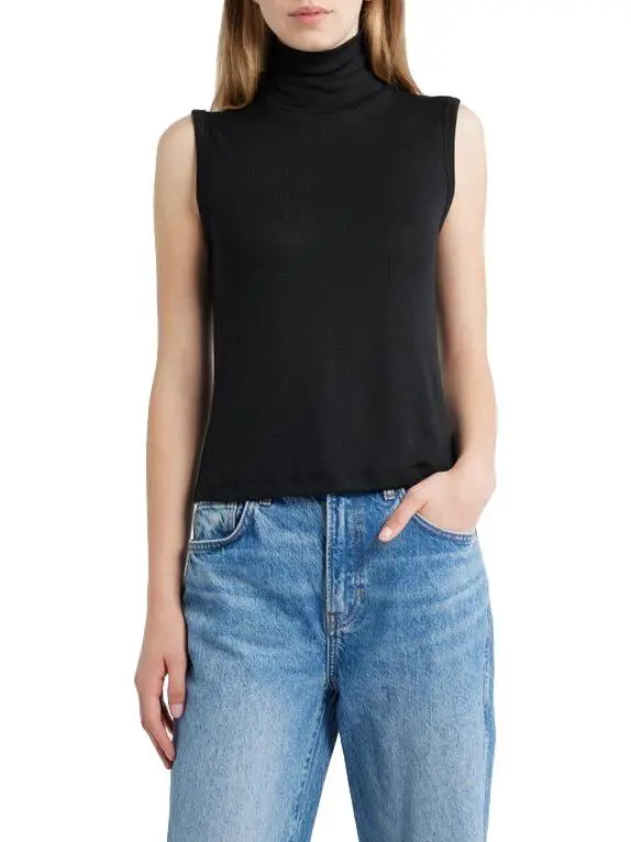 Rag & Bone Sleeveless Turtleneck Knit Top - Black