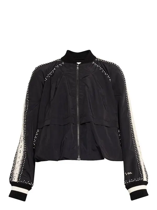Sea Alberta Embellished Track Jacket - Black