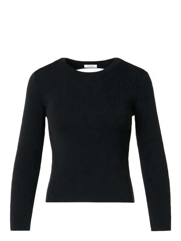 Akris Rib Knit Crewneck Sweater With Back Cutout - Black