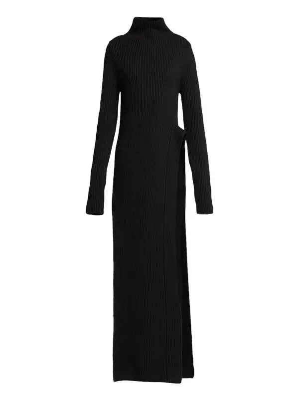 Moncler X Jil Sander Asymmetric Wool Turtleneck Dress - Black