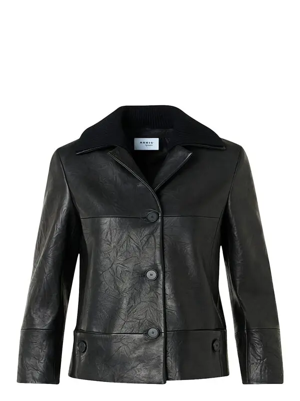 Akris Crinkled Lambskin Leather Jacket - Black