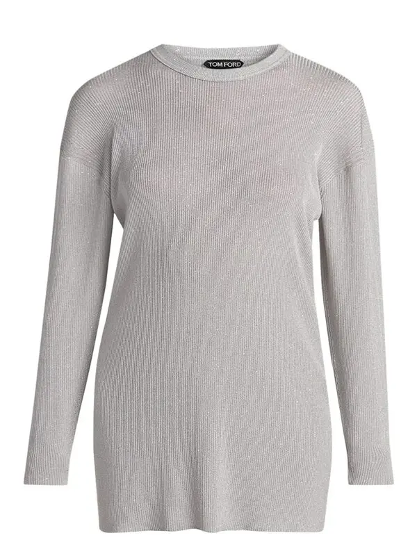 TOM FORD Paillette Rib Knit Tunic Top - Silver