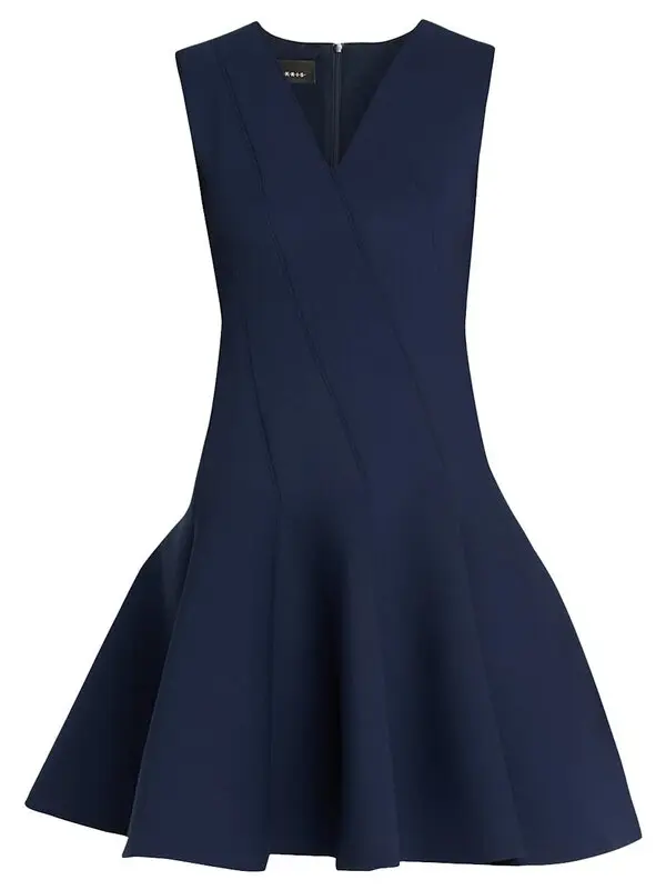 Akris Fit-and-flare Technoneoprene Dress - Navy