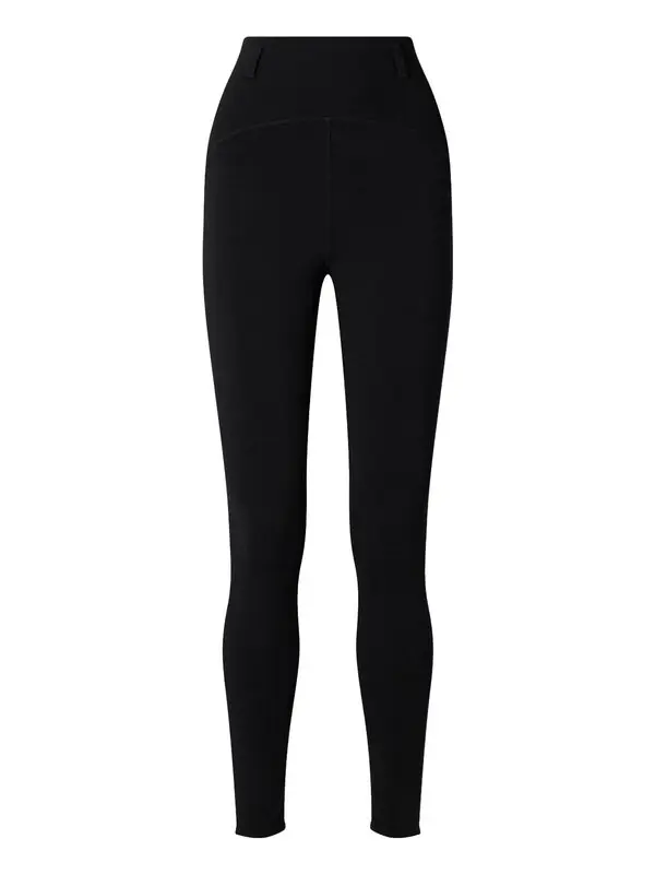 Alaïa Paneled Ribbed-knit And Stretch-jersey Leggings - Black