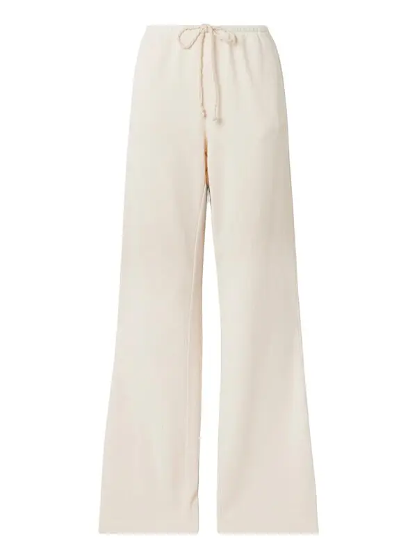THE ELDER STATESMAN Cotton And Cashmere-blend Wide-leg Pants - Neutrals