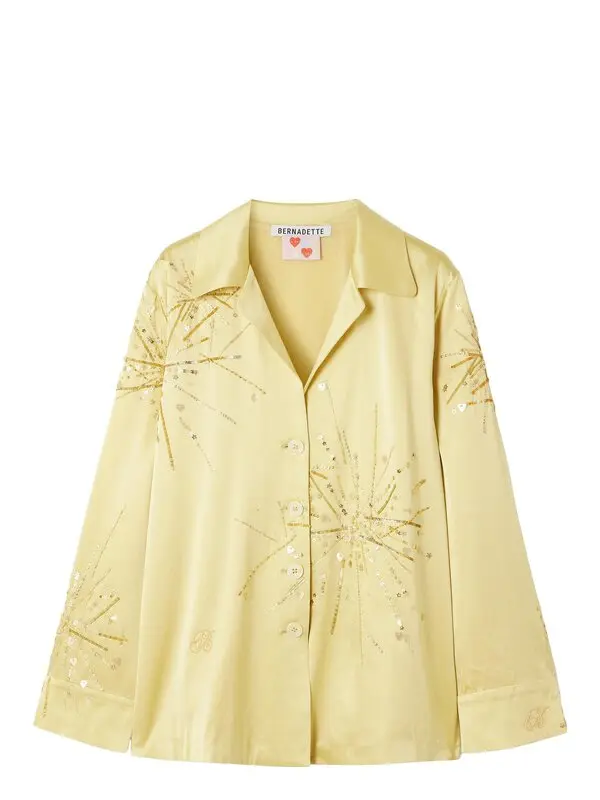 Bernadette Louis Embellished Silk-blend Satin Shirt - Gold