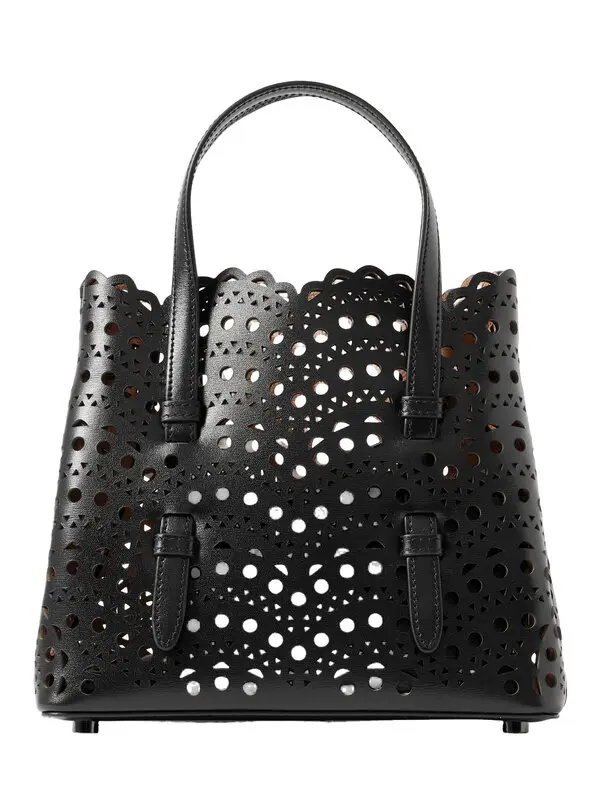 Alaïa Mina 20 Laser-cut Leather Tote - Black