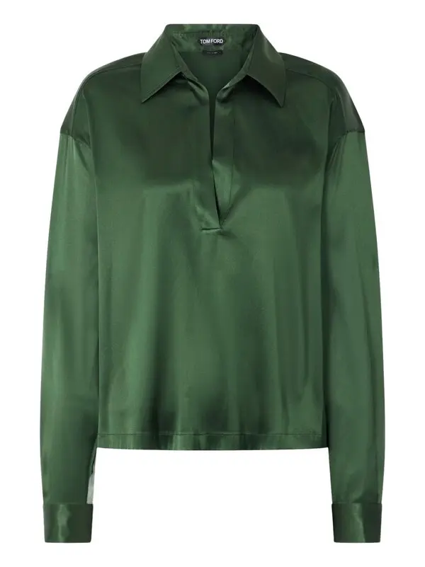TOM FORD Silk-blend Satin Blouse - Green