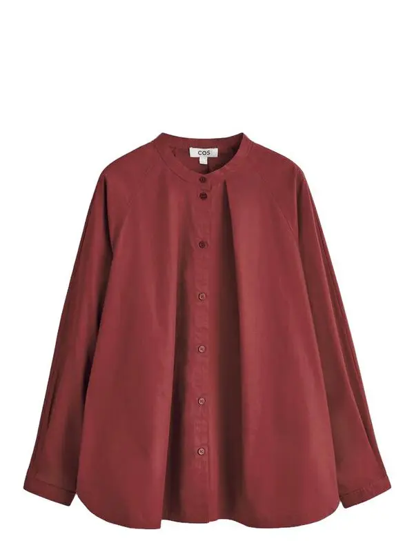 Cos Grandad-collar Cotton Shirt - Red