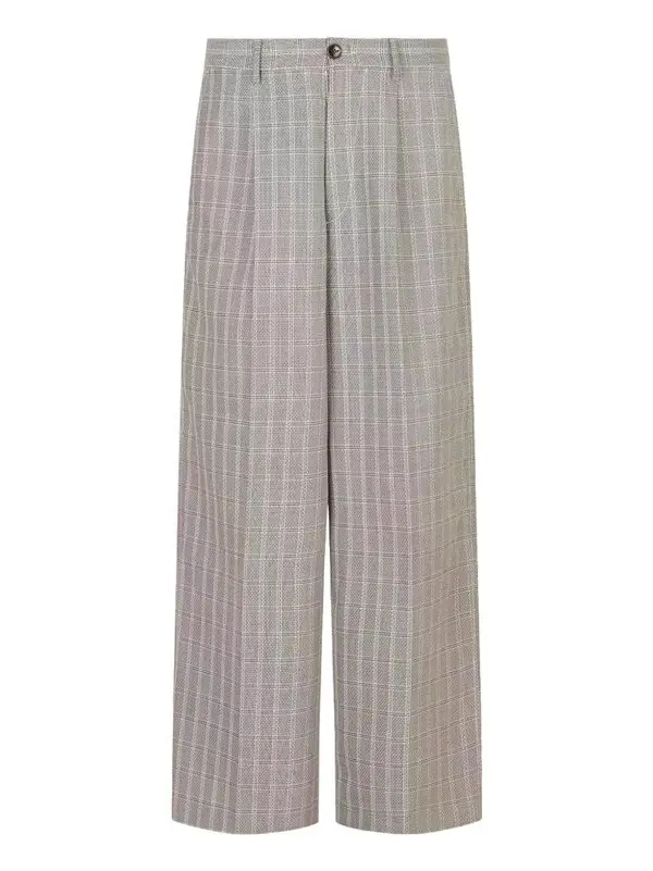 Marni Pleated Tartan Virgin Wool Trousers - Grey