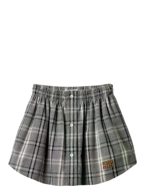 Miu Miu Checked Flannel Mini Skirt - Grey
