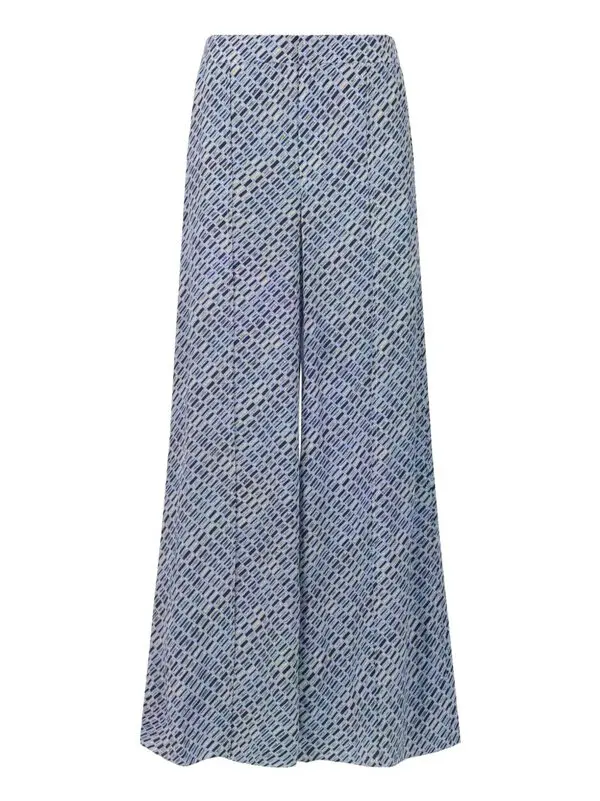 Marni Crêpe De Chine Wide-leg Pants With Criss Cross Print - Blue