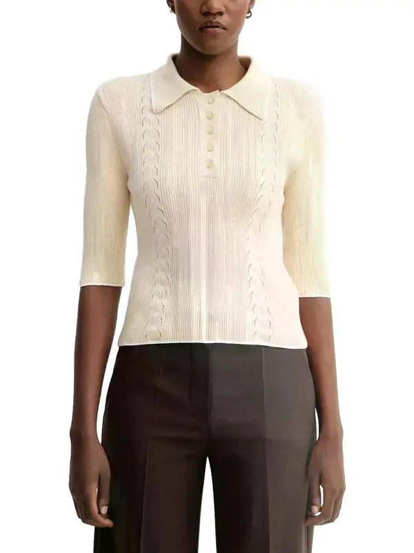 SESSUN Cable-knit Polo Shirt - Neutrals