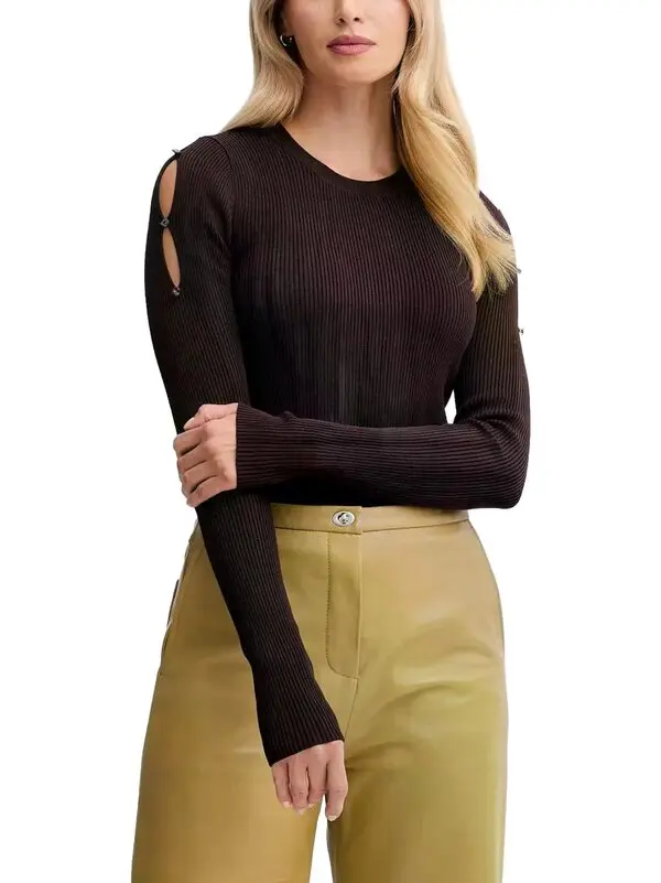 SESSUN Cut-out Knitted Top - Brown