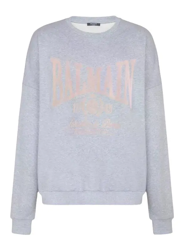 Balmain Printed Cotton Sweater - Grey