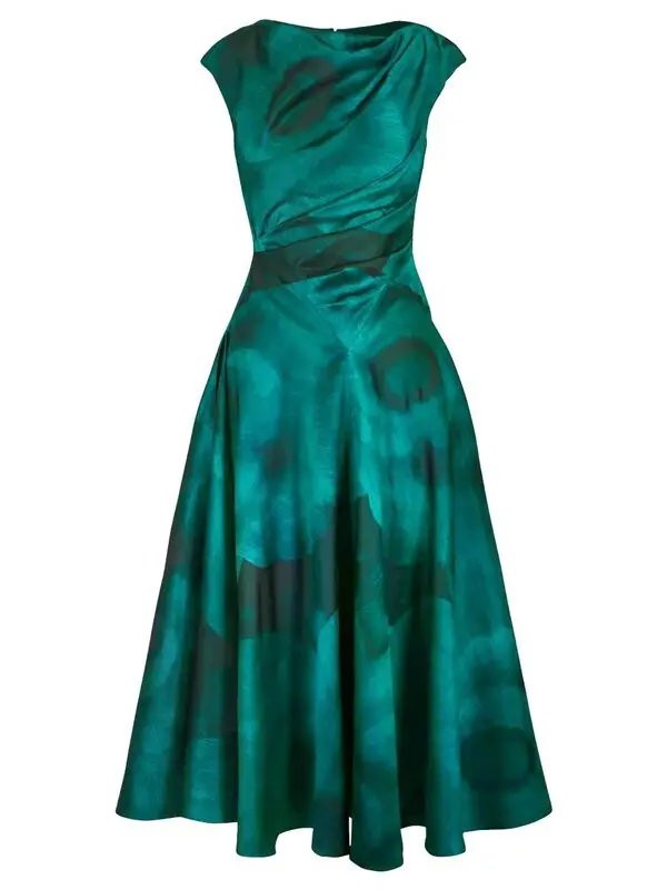 Talbot Runhof Jacquard Draped Dress - Green