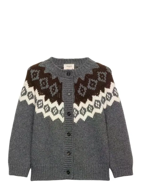 Prada Intarsia Button-up Cardigan - Grey